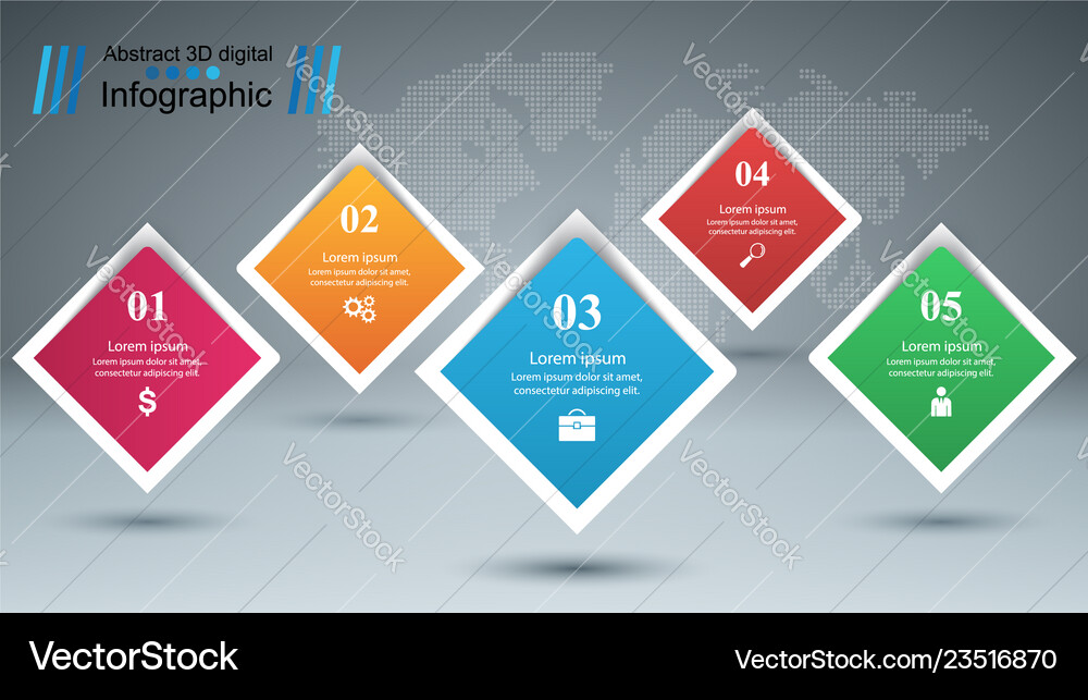Business infographic five paper items Royalty Free Vector