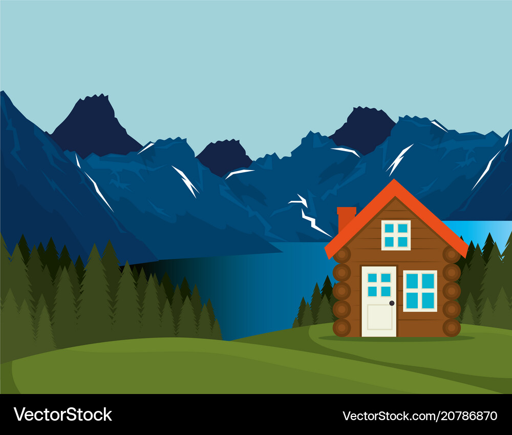 Canadian landscape scene icon Royalty Free Vector Image