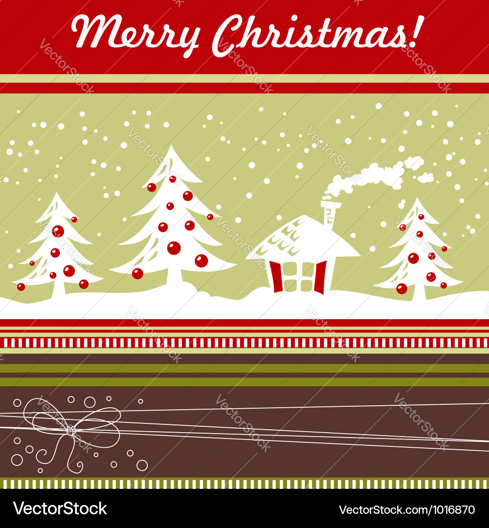 Cartoon Christmas card with xmas tree Royalty Free Vector