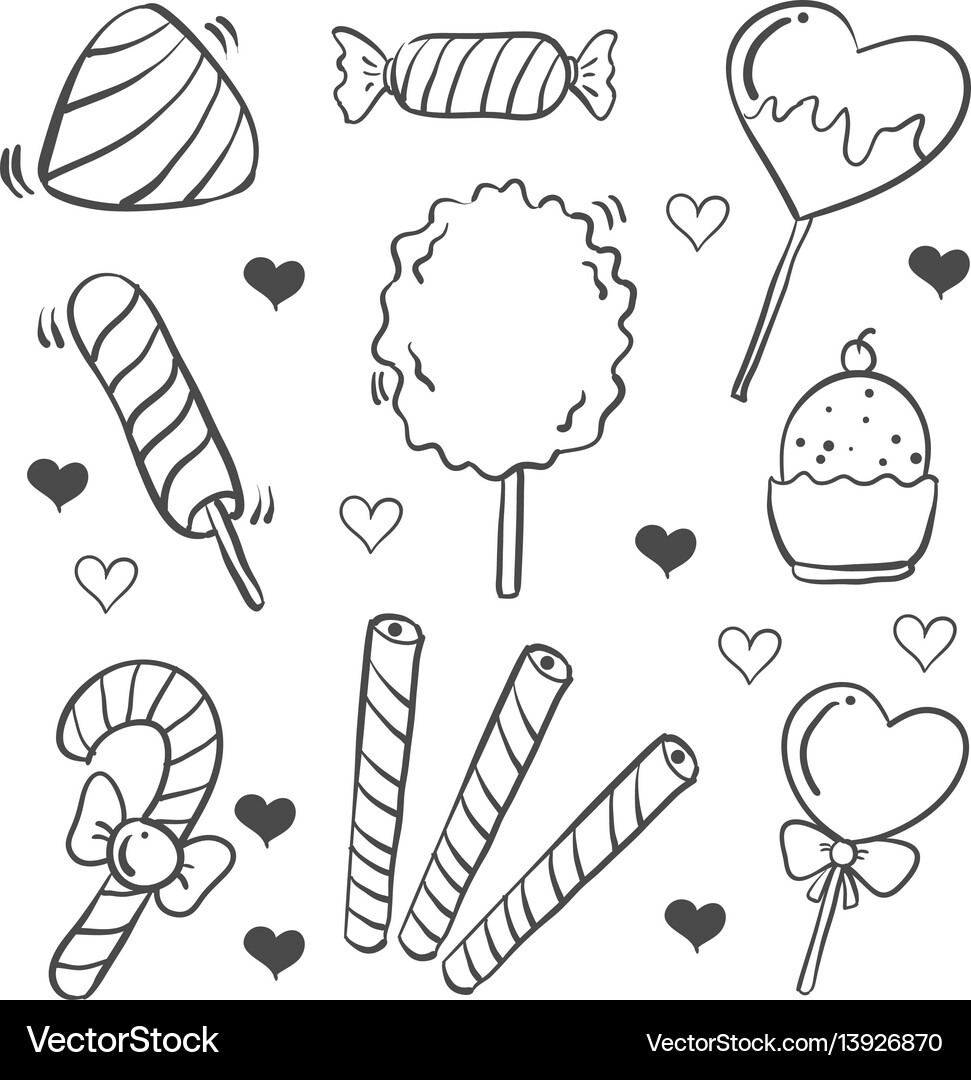Doodle of candy sweet various Royalty Free Vector Image