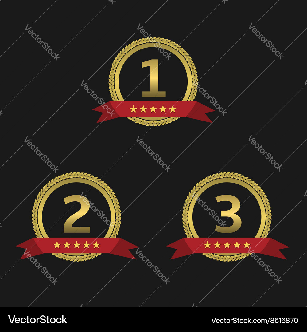 Golden awards with ribbons Royalty Free Vector Image