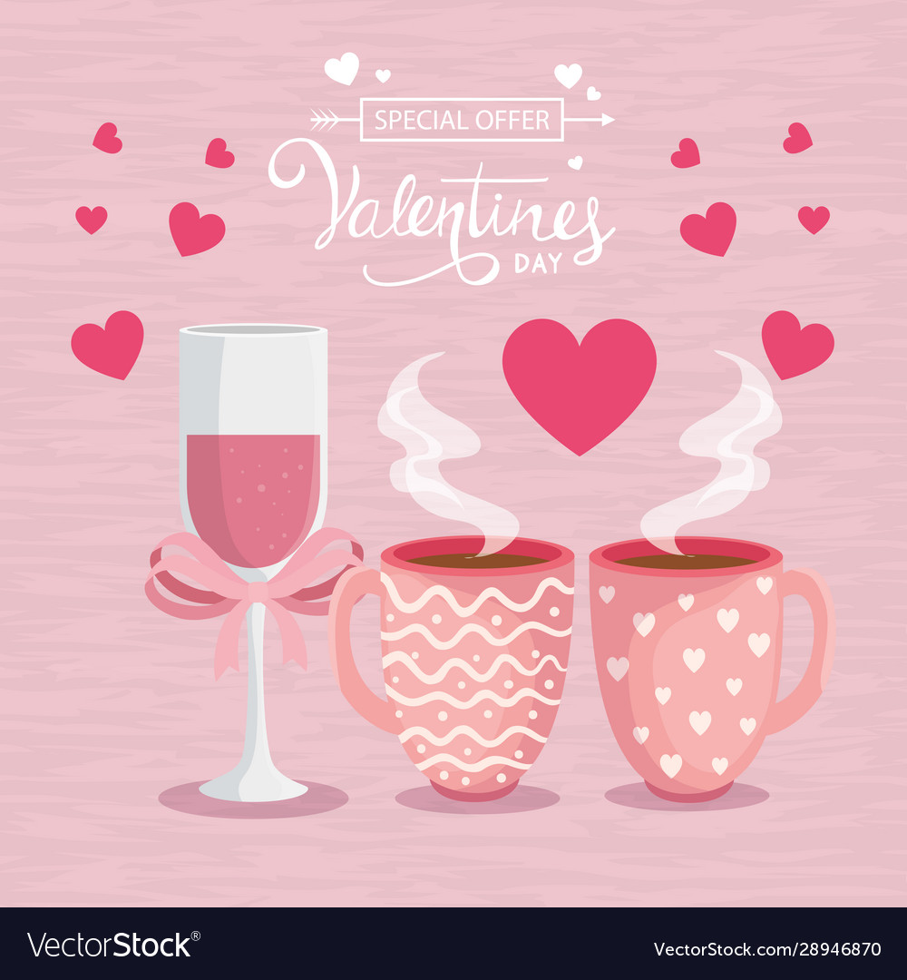 Happy valentines day with cup coffee Royalty Free Vector