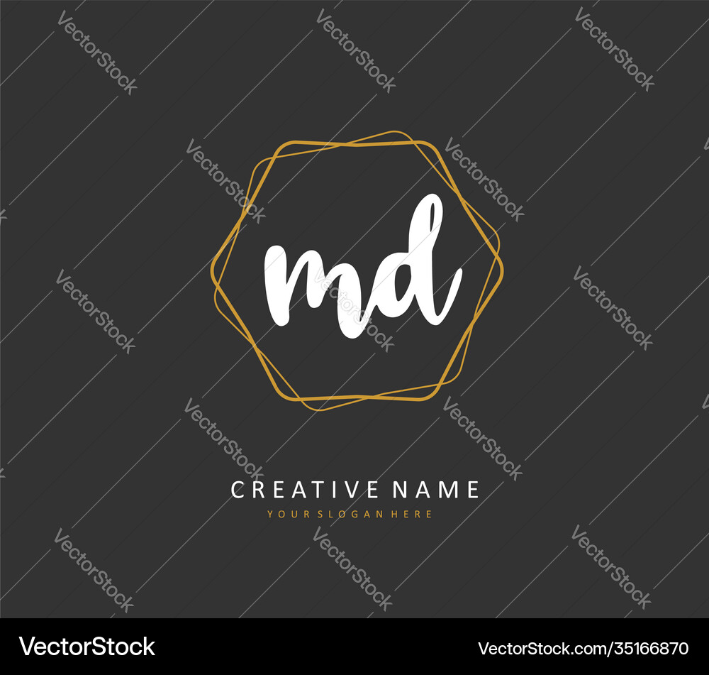 Md initial letter handwriting and signature logo Vector Image