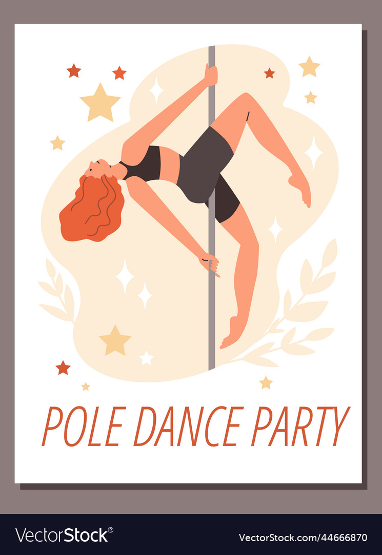 Pole Dance Party Banner Or Poster With Female Vector Image
