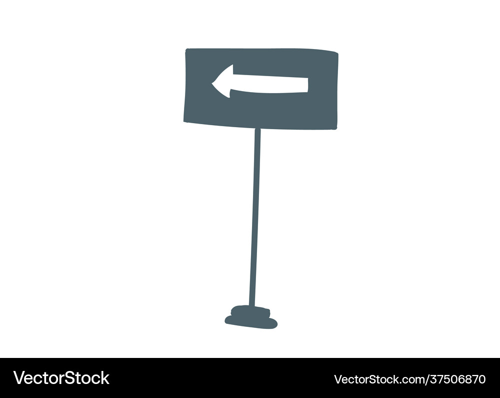 Sign on pillar arrow white to left hand Royalty Free Vector