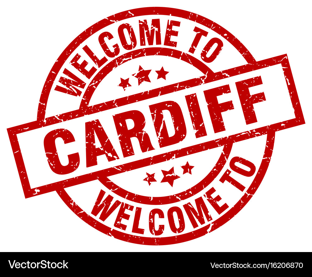 Welcome to cardiff red stamp Royalty Free Vector Image