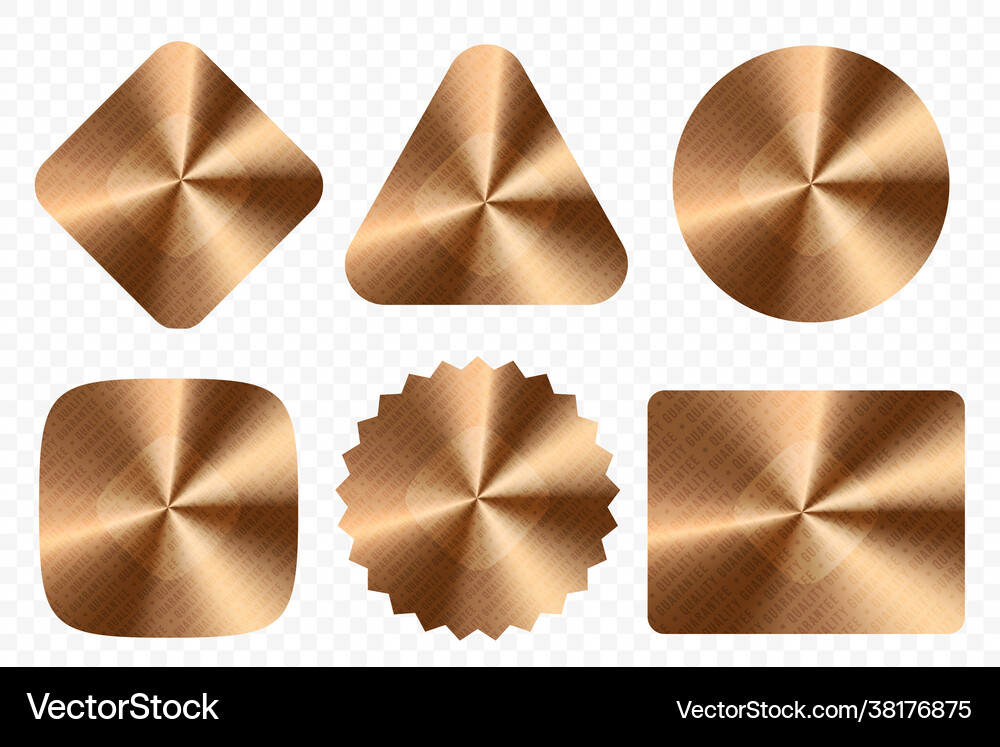 Blank gold metallic sticker quality label set Vector Image
