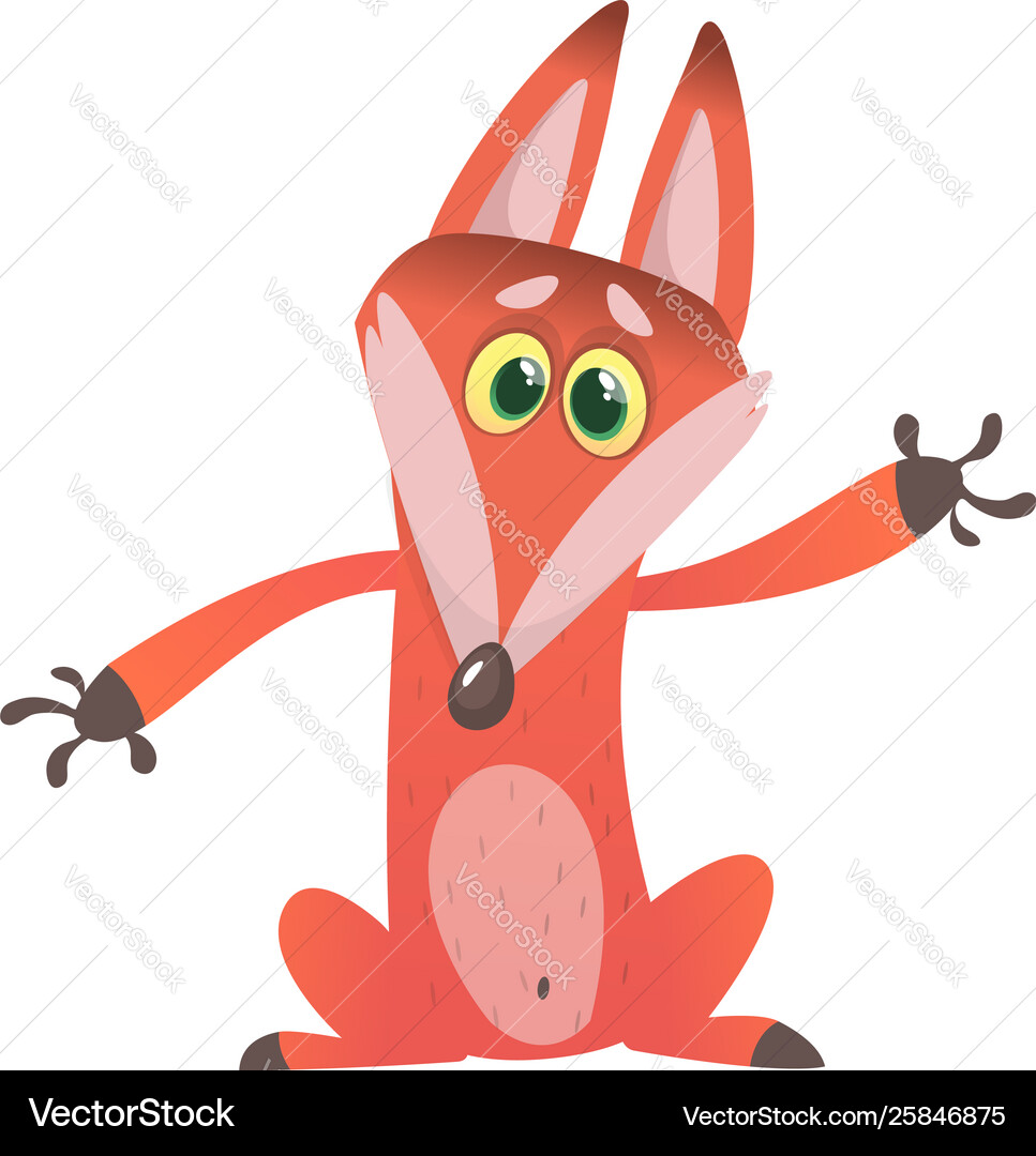 Cartoon red fox character presents Royalty Free Vector Image