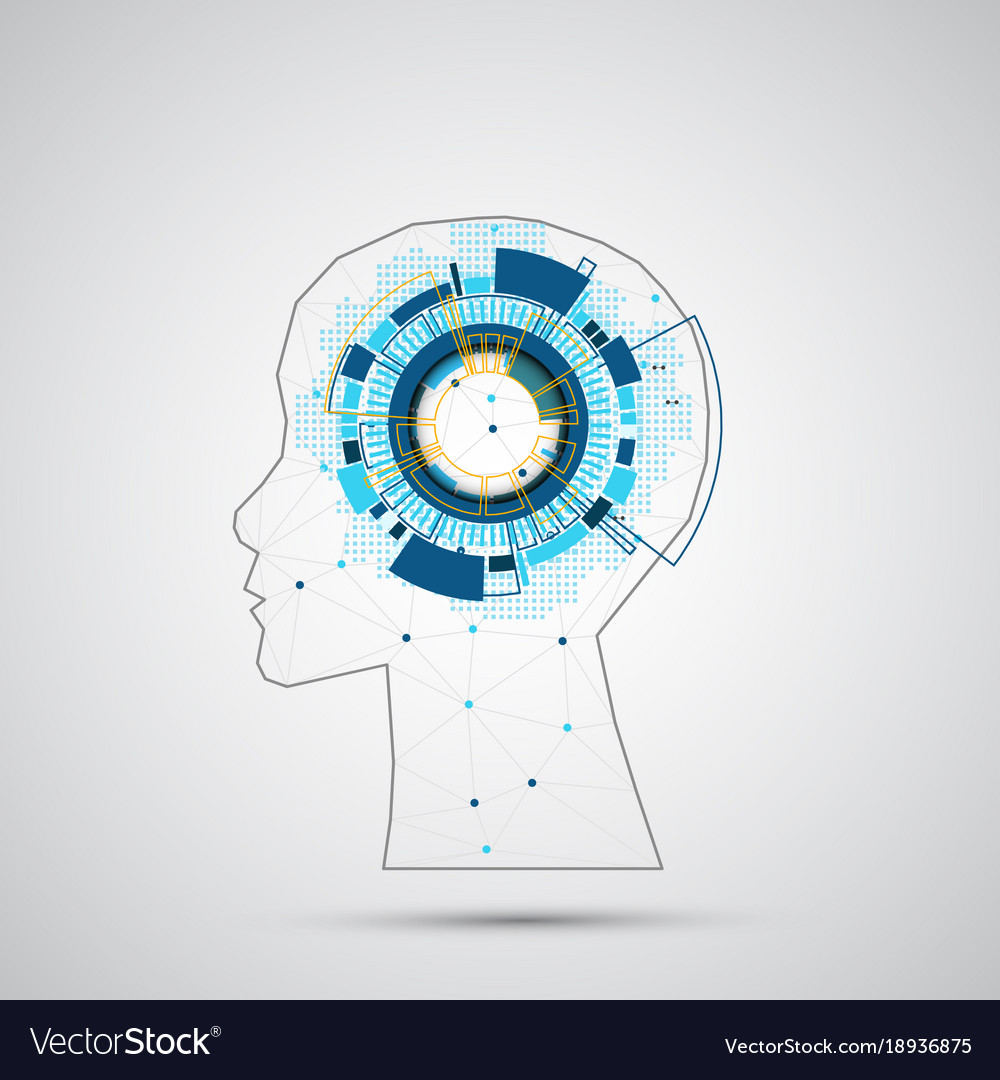 Creative brain concept background with triangular Vector Image