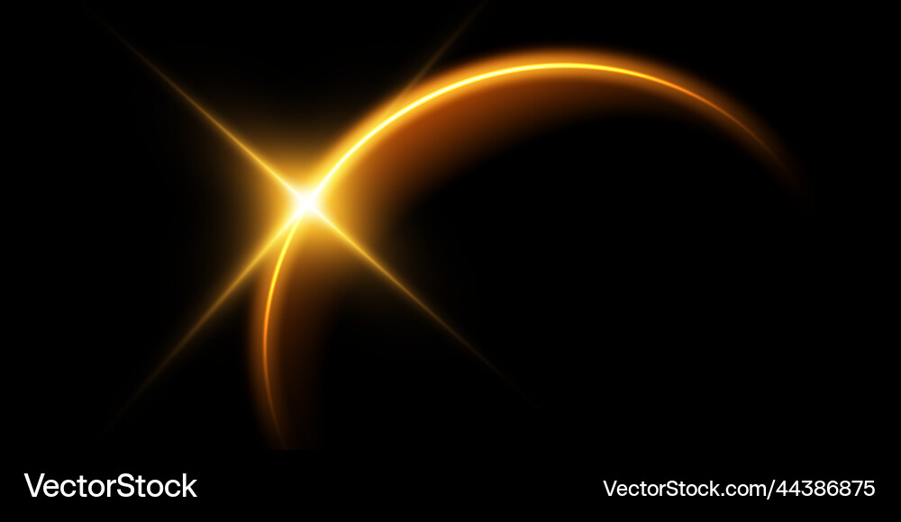 Edge of a golden solar eclipse on black Royalty Free Vector