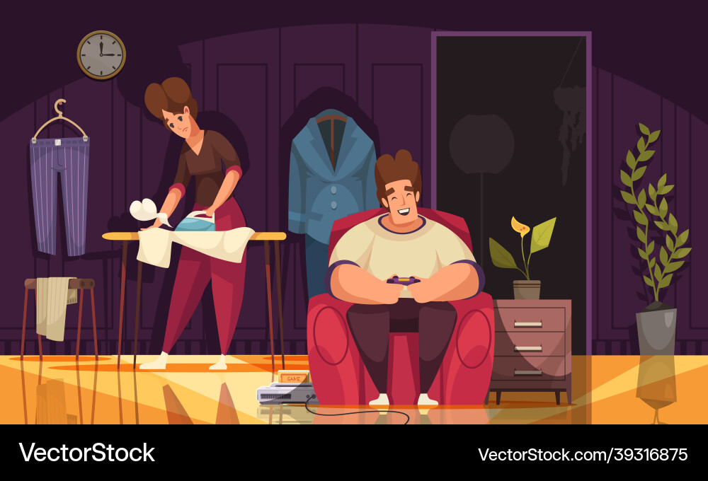 Family daily routine cartoon composition Vector Image