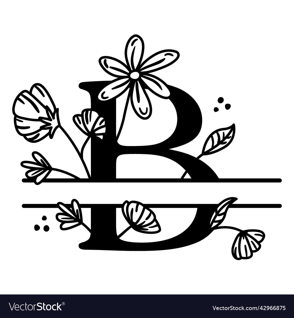 Floral split b monogram Royalty Free Vector Image