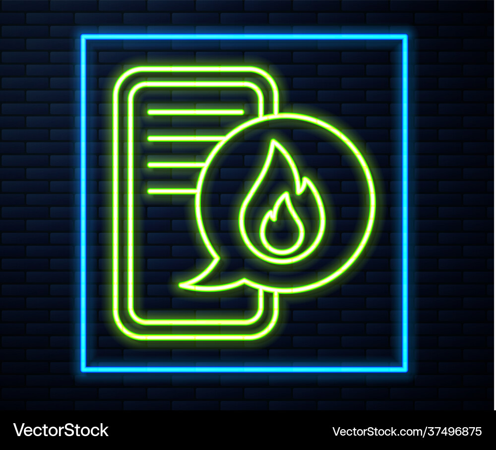 Glowing neon line mobile phone with emergency call