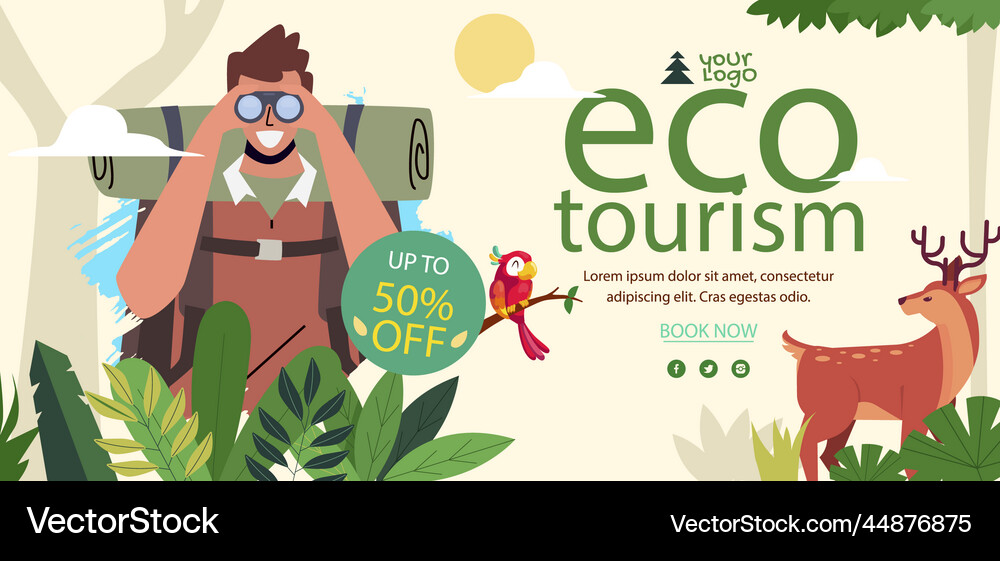 Hand drawn flat design ecotourism sale background Vector Image