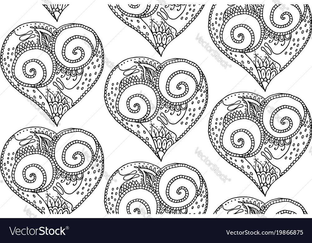 Seamless pattern from hand drawing heart Vector Image