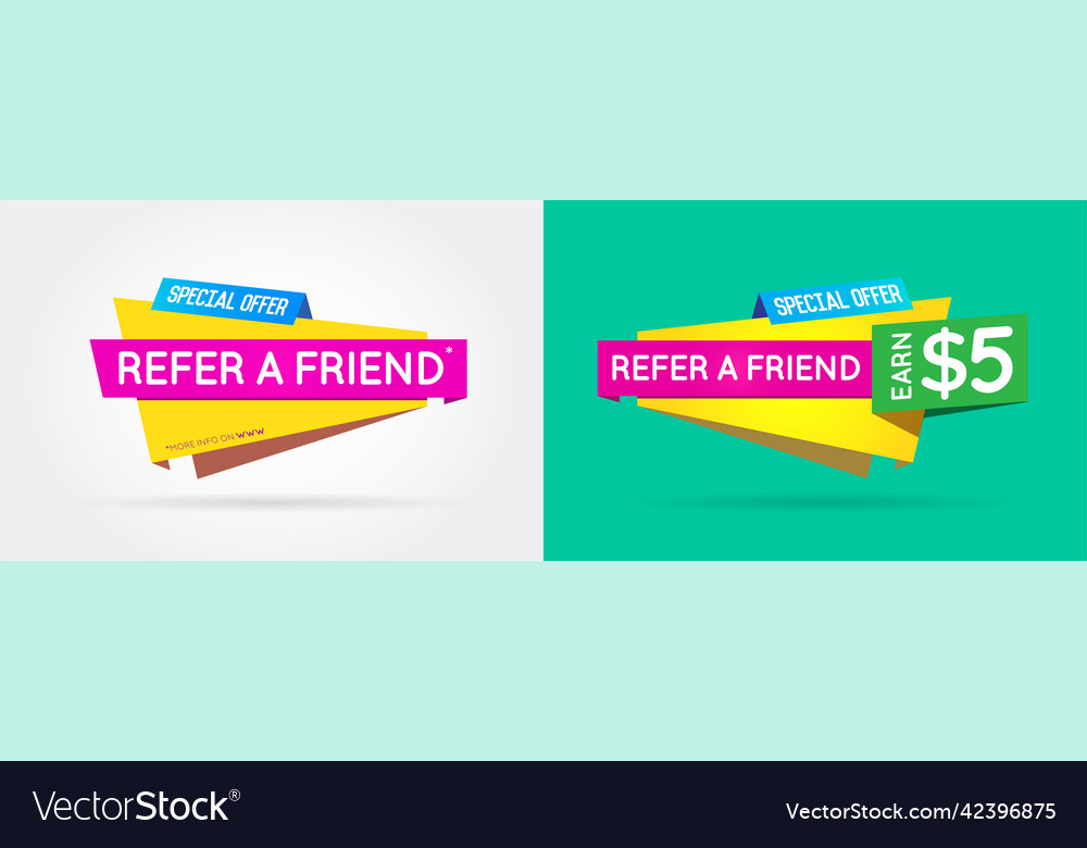 Set of refer a friend colorful banners or posters Vector Image