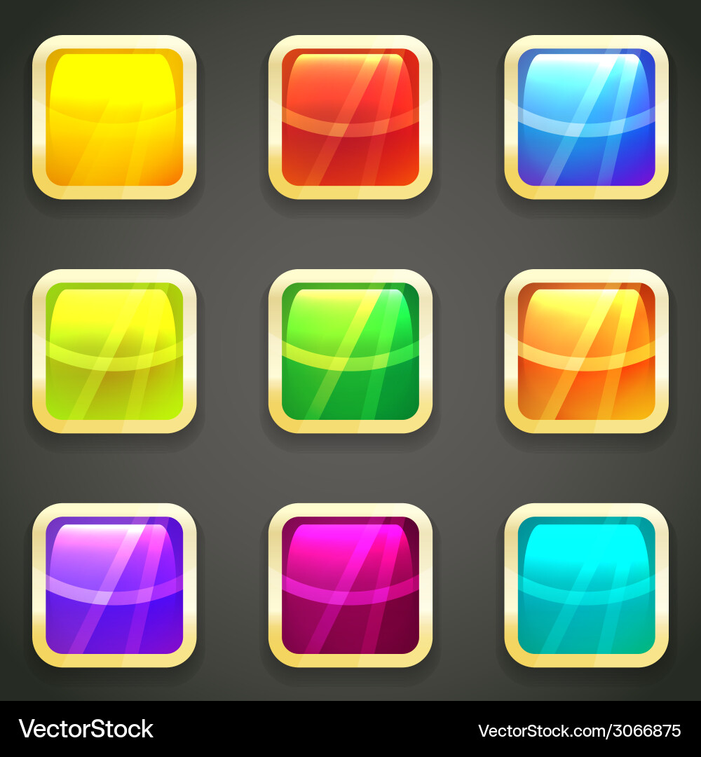 Set of vibrant bright glossy web buttons Vector Image