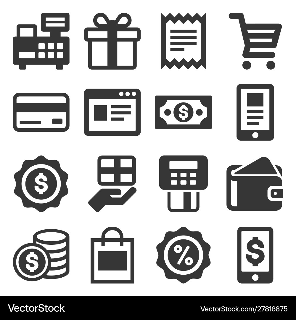 Shopping icons set on white background Royalty Free Vector