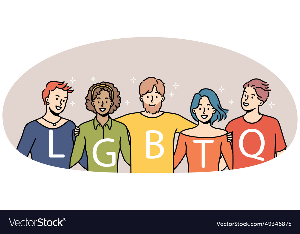 Smiling people support lgbtq community Royalty Free Vector