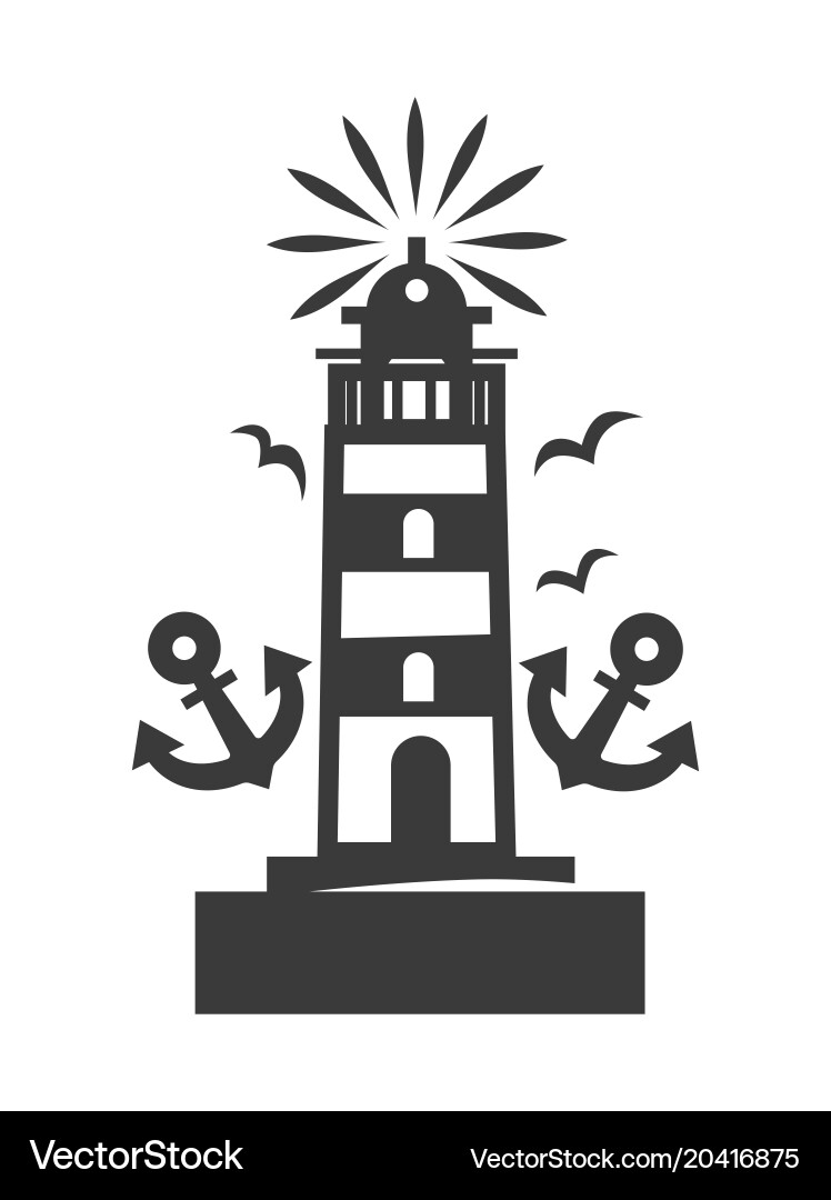Tall beacon with bright light on top monochrome Vector Image