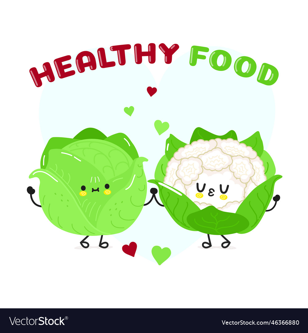 Cabbage and cauliflower card hand drawn doodle Vector Image Cabbage and cauliflower card hand drawn doodle Vector Image