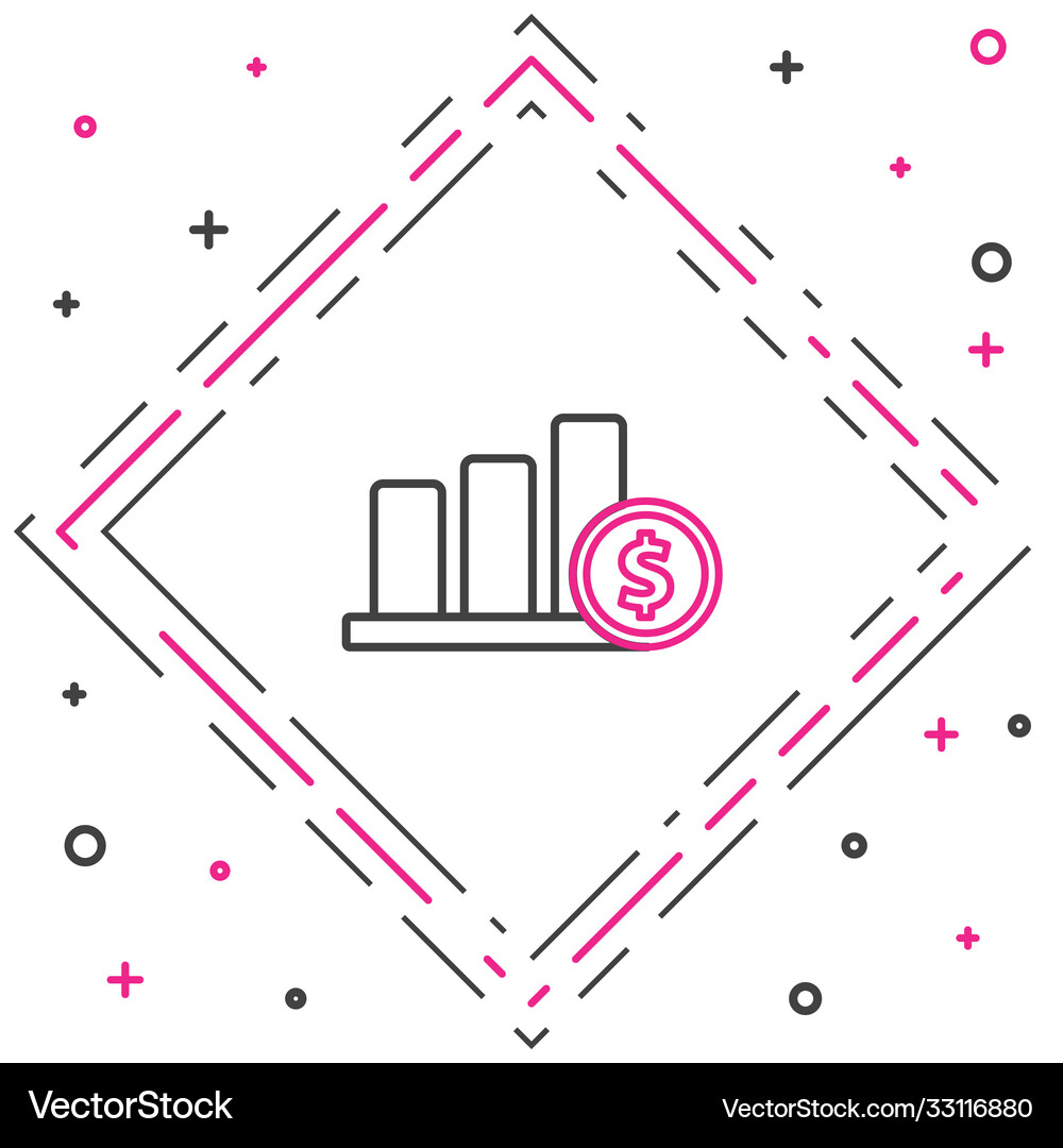 Line pie chart infographic and dollar symbol icon Vector Image