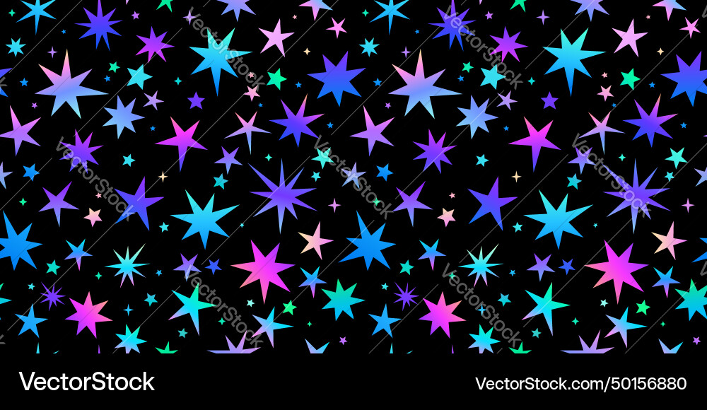 Seamless pattern of shiny bright stars on a black Vector Image