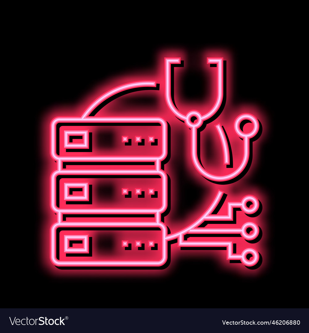 Server technology repair neon glow icon Royalty Free Vector