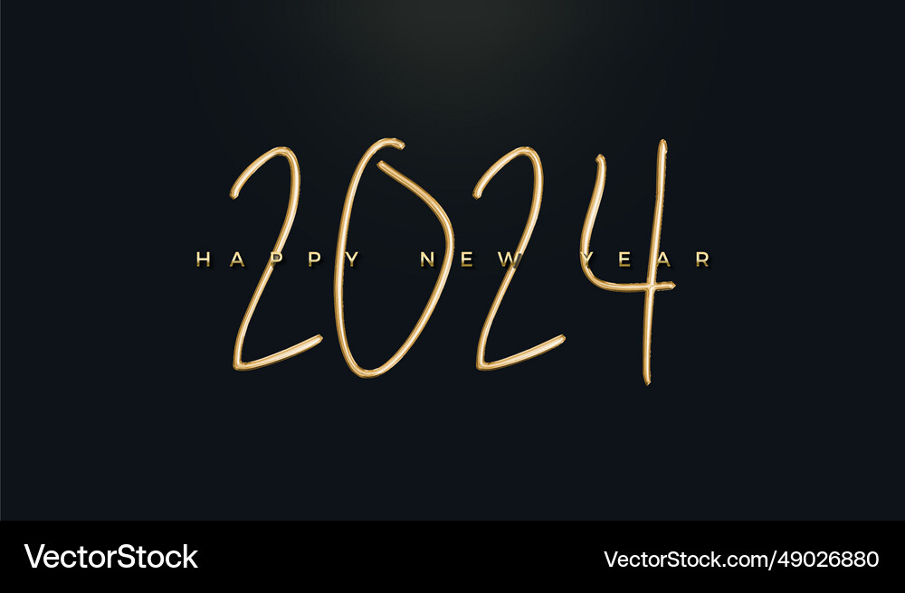 Unique number 2024 in solid gold color on a black Vector Image