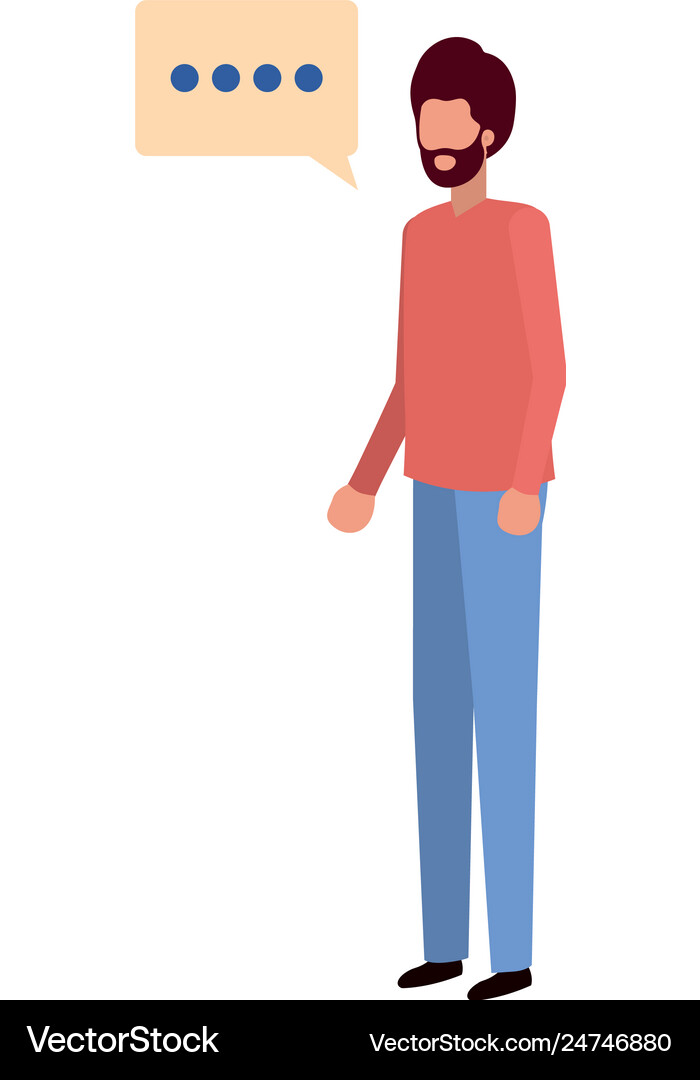 Young man with dialog bubble avatar character Vector Image