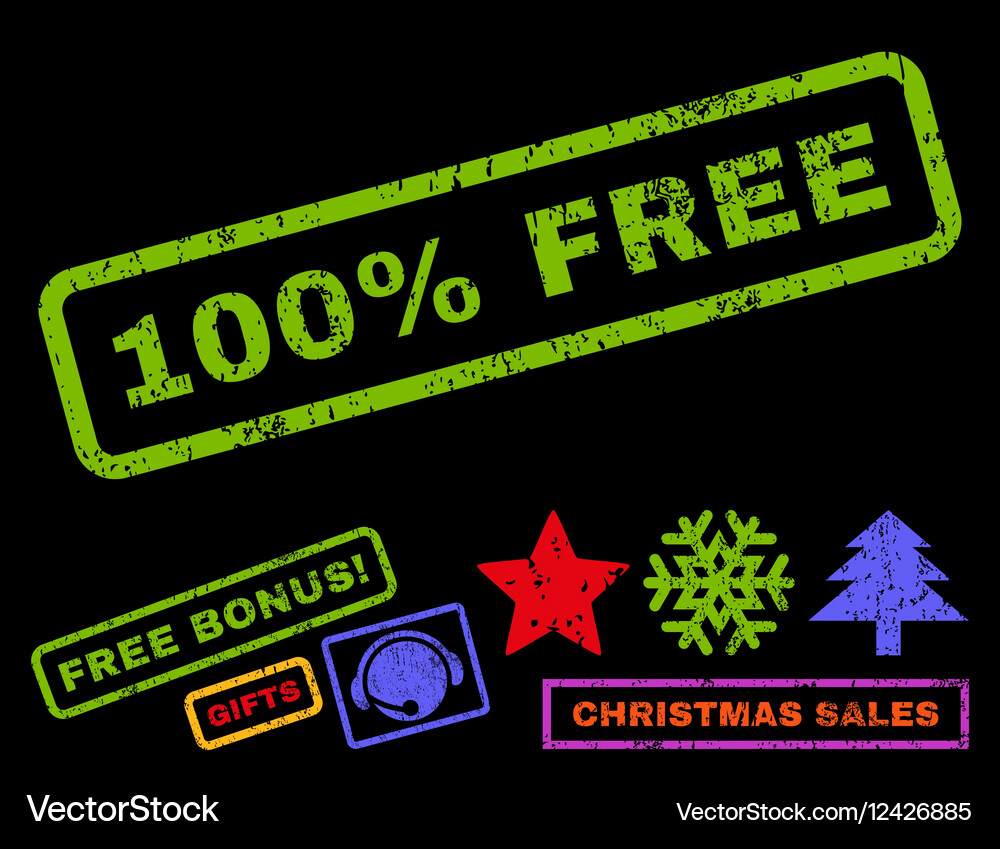 100 percent free rubber stamp Royalty Free Vector Image