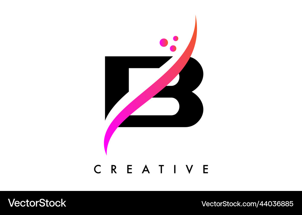 B letter logo design with elegant creative swoosh Vector Image