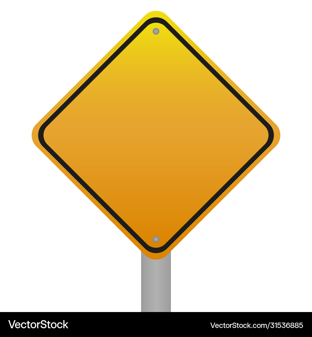 Blank yellow road sign on white background Vector Image