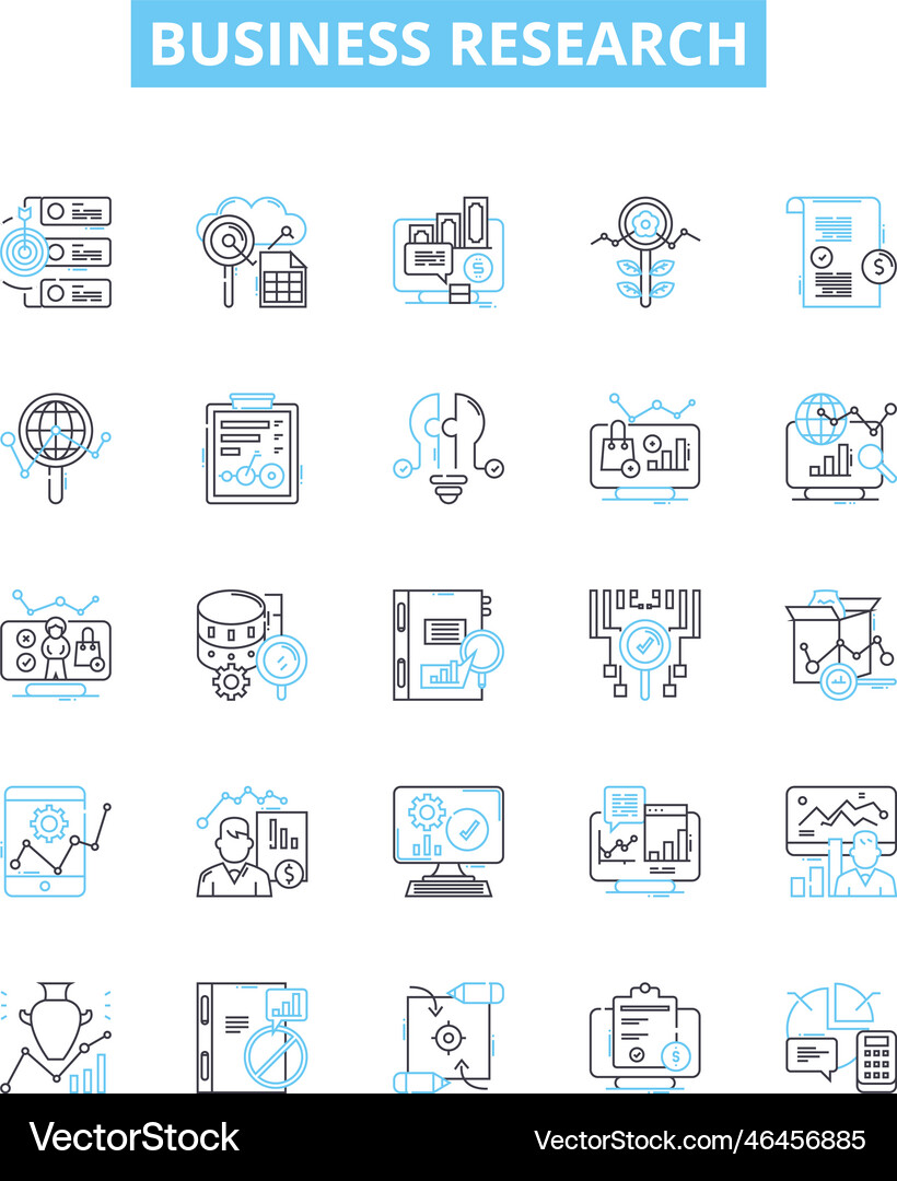 Business research line icons set Royalty Free Vector Image