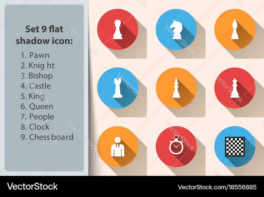 Chess icon king queen castle bishop knight Vector Image