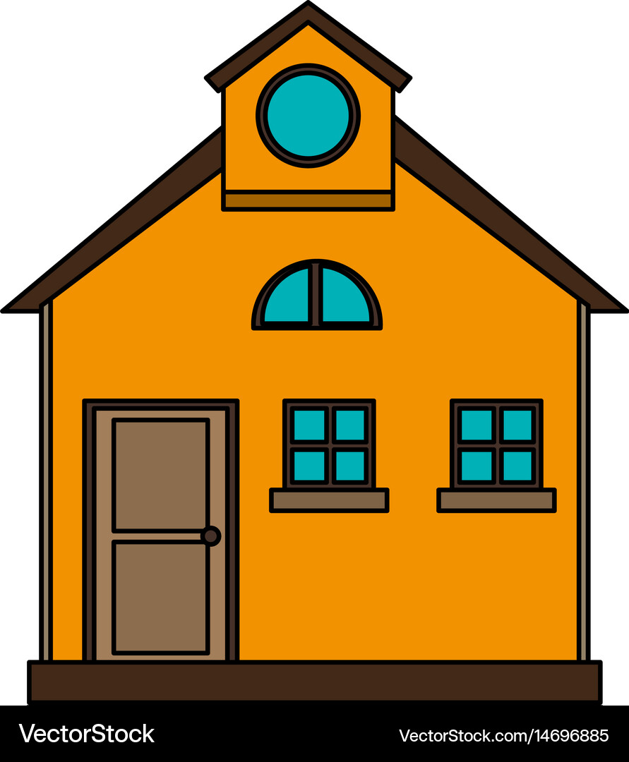 Colorful image cartoon facade comfortable house Vector Image
