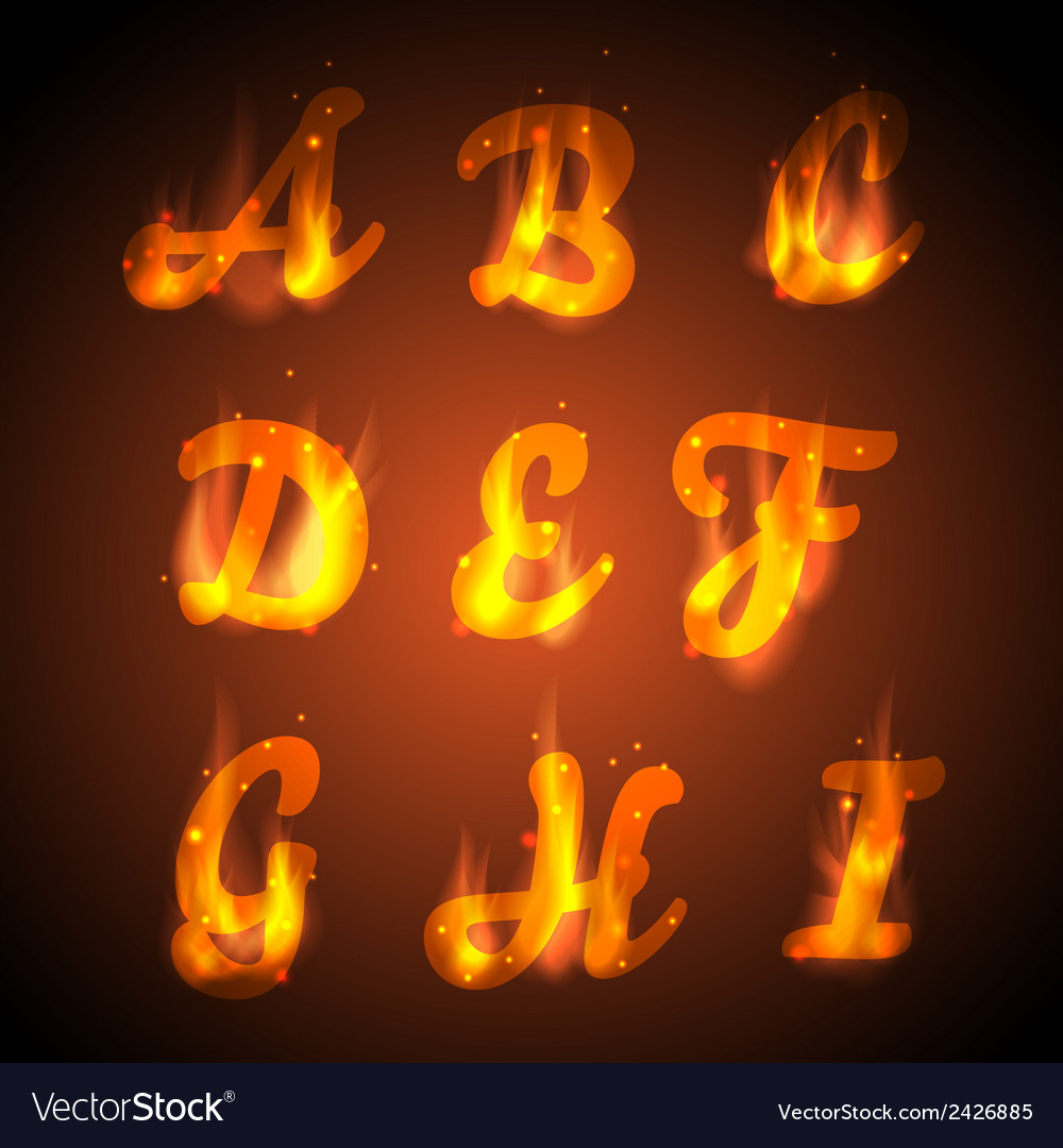 Fire alphabet Royalty Free Vector Image - VectorStock