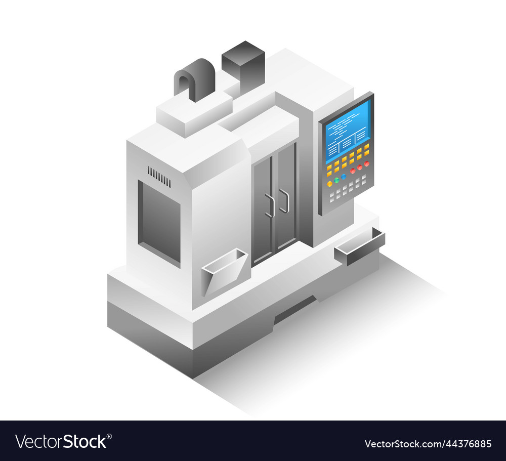 Flat isometric concept cnc milling machine Vector Image