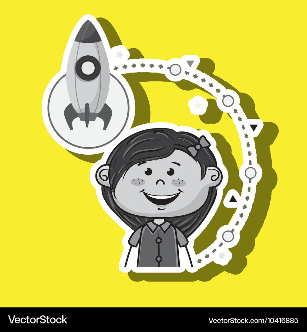 Girl cartoon idea icon Royalty Free Vector Image