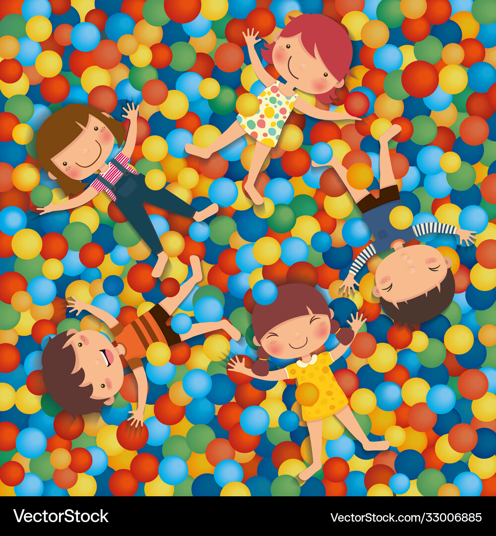 Kids playing in a ball pit on a playground Vector Image