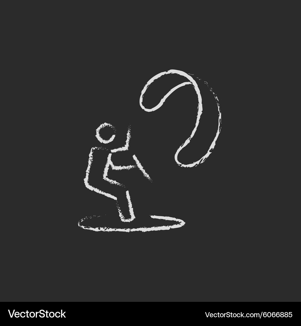 Kite surfing icon drawn in chalk Royalty Free Vector Image