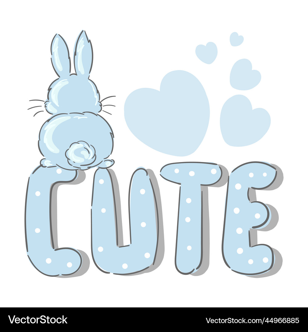 Little bunny hand drawn portrait rabbit with text Vector Image
