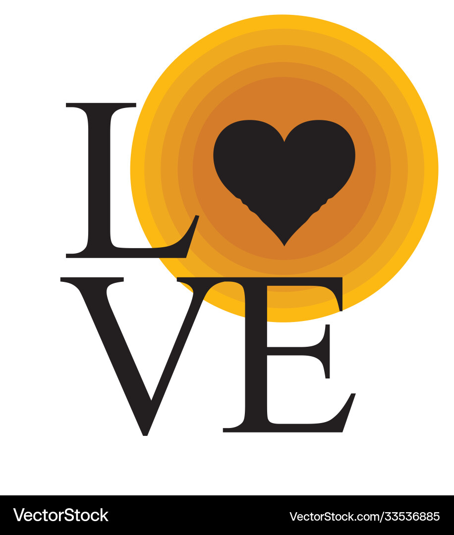 Love lettering with initial letters and heart Vector Image