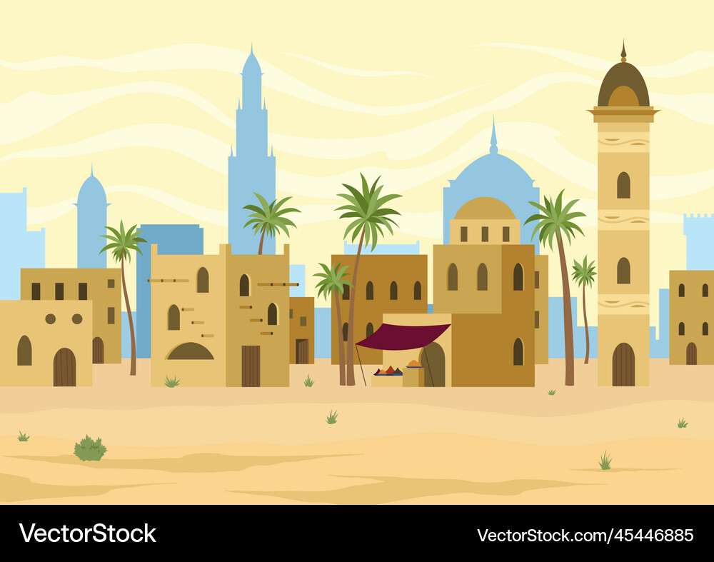 Middle east arabic desert landscape Royalty Free Vector
