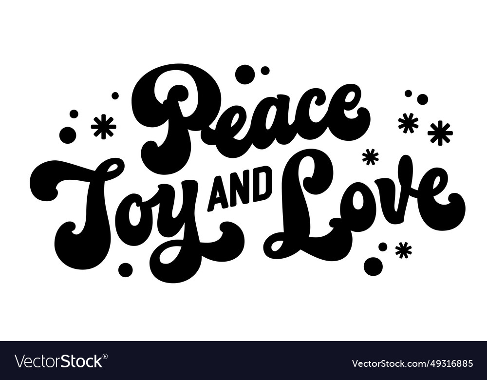 Peace joy and love christmas themed typography Vector Image