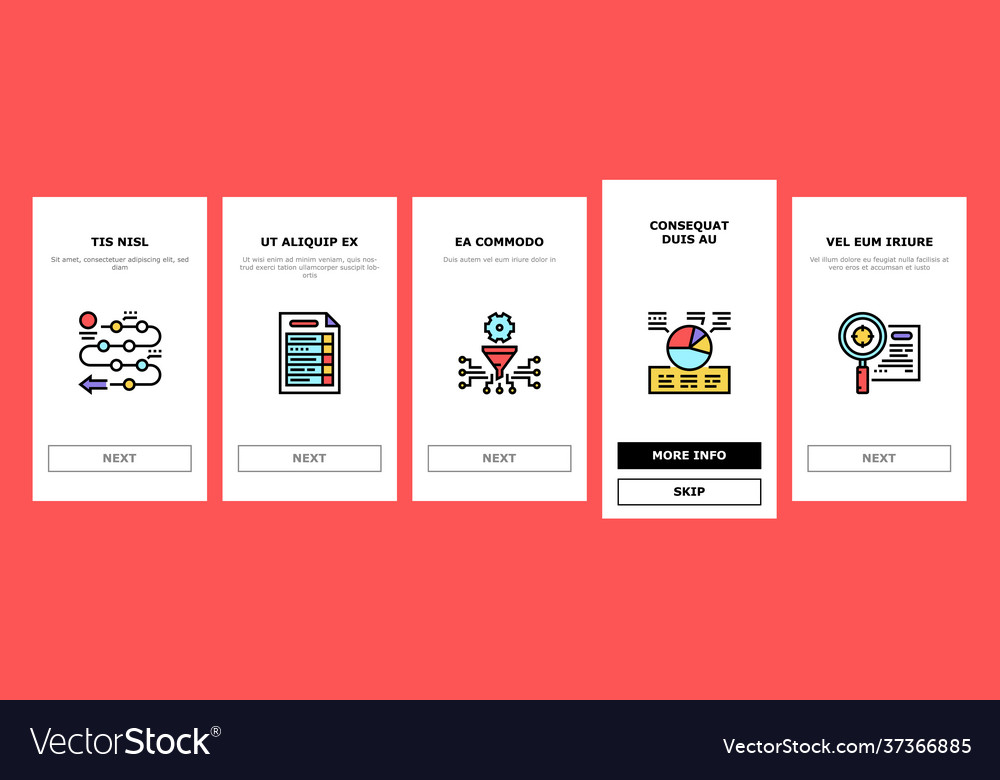 Planning Work Process Onboarding Icons Set Vector Image