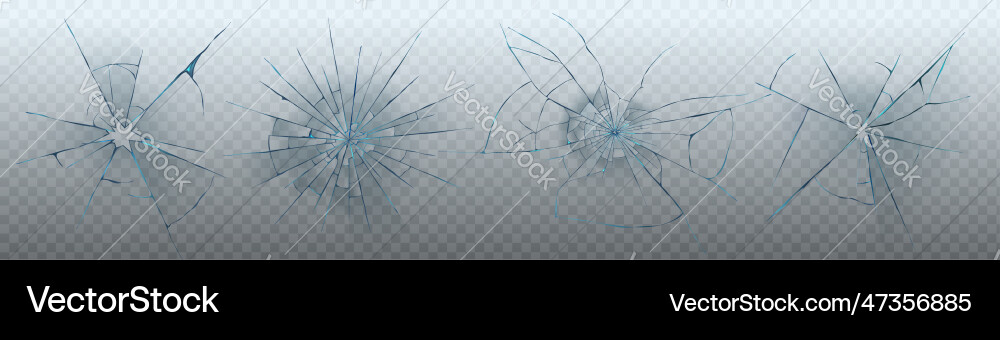 Realistic set of glass cracks Royalty Free Vector Image
