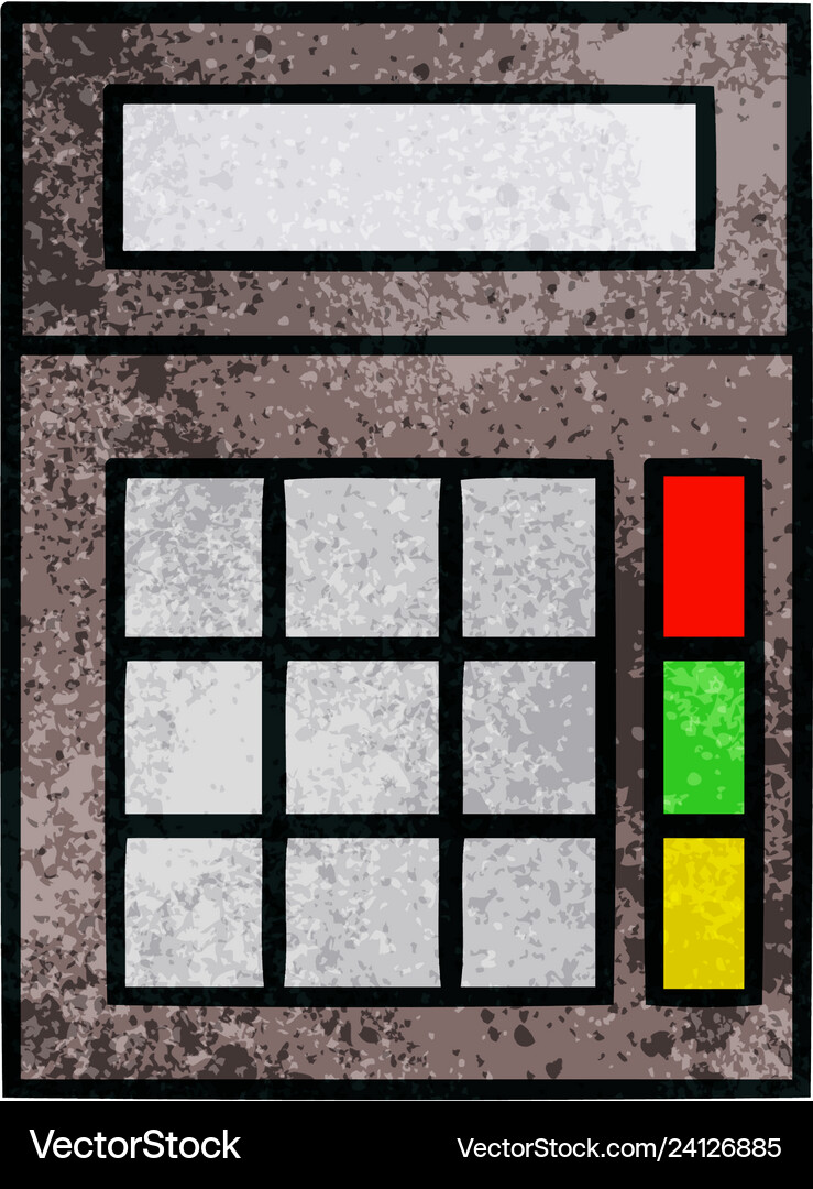 Retro grunge texture cartoon school calculator Vector Image