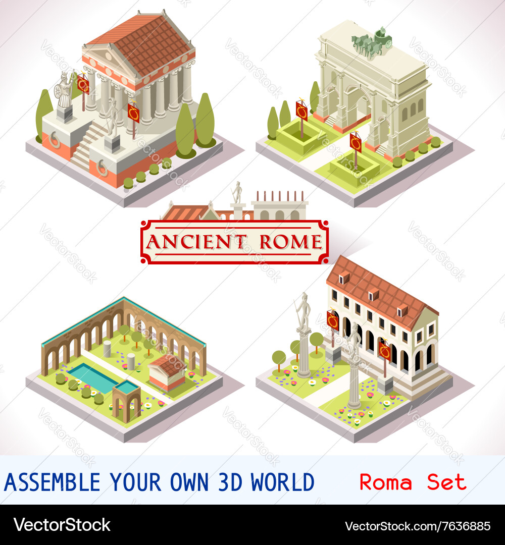 Roman 03 tiles isometric Royalty Free Vector Image