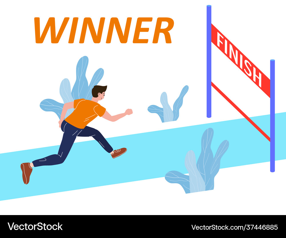 Running athlete man run to finish line Royalty Free Vector